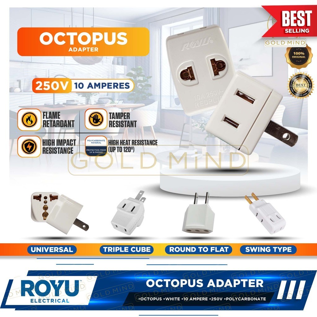 ROYU ADAPTER (Regular to Flat, Octopus, Universal Adapter, Round to ...
