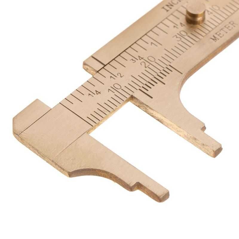 Mini Brass Sliding Gauge Vernier Caliper 80Mm 3.25Inch Pocket Ruler ...