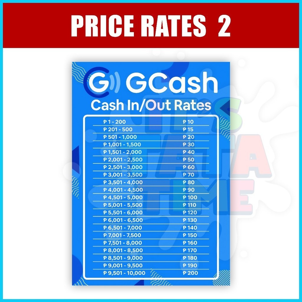 GCash Cash-in Cash-out Rates Signage | Shopee Philippines