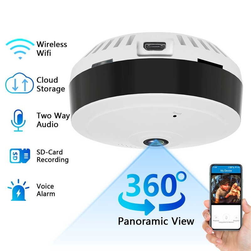 V380 PRO App 4MP 360 Panorama VR Wifi IP Camera Wireless Security Lamp ...