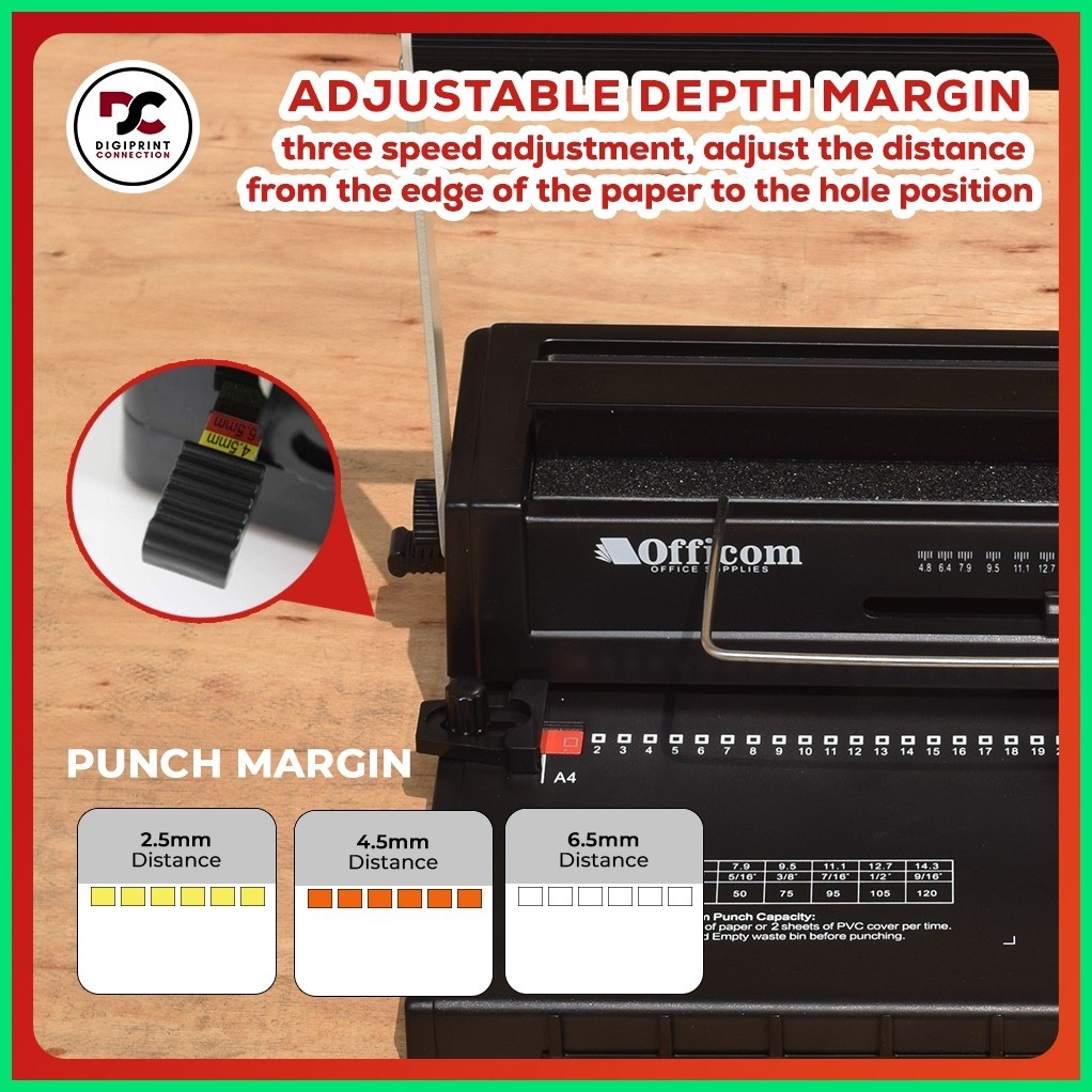 ☀ OFFICOM Wire Binding Machine A4 W12M Heavy Duty Binder Double Loop ...