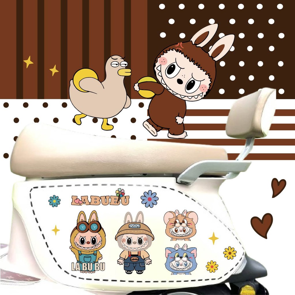 POPMART cartoon sticker LABUBU cute labubu car sticker decoration car ...