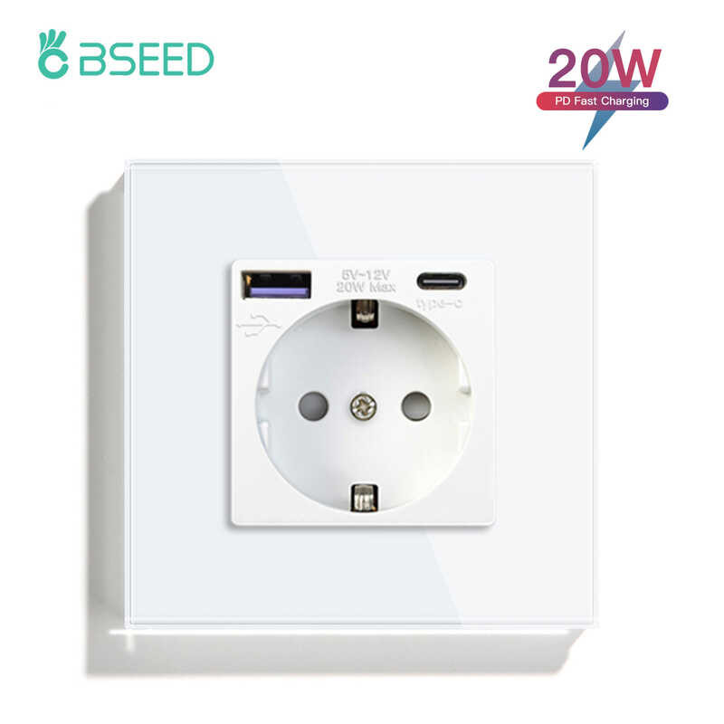 유 BSEED PD Fast Charge USB Type-C Socket EU Standard Double Sockets ...