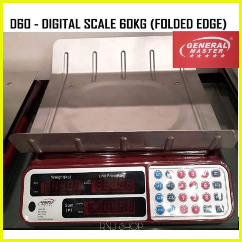 ∇ 60KG 120KG GENERAL MASTER DIGITAL COMPUTING WEIGHING SCALE Folded ...