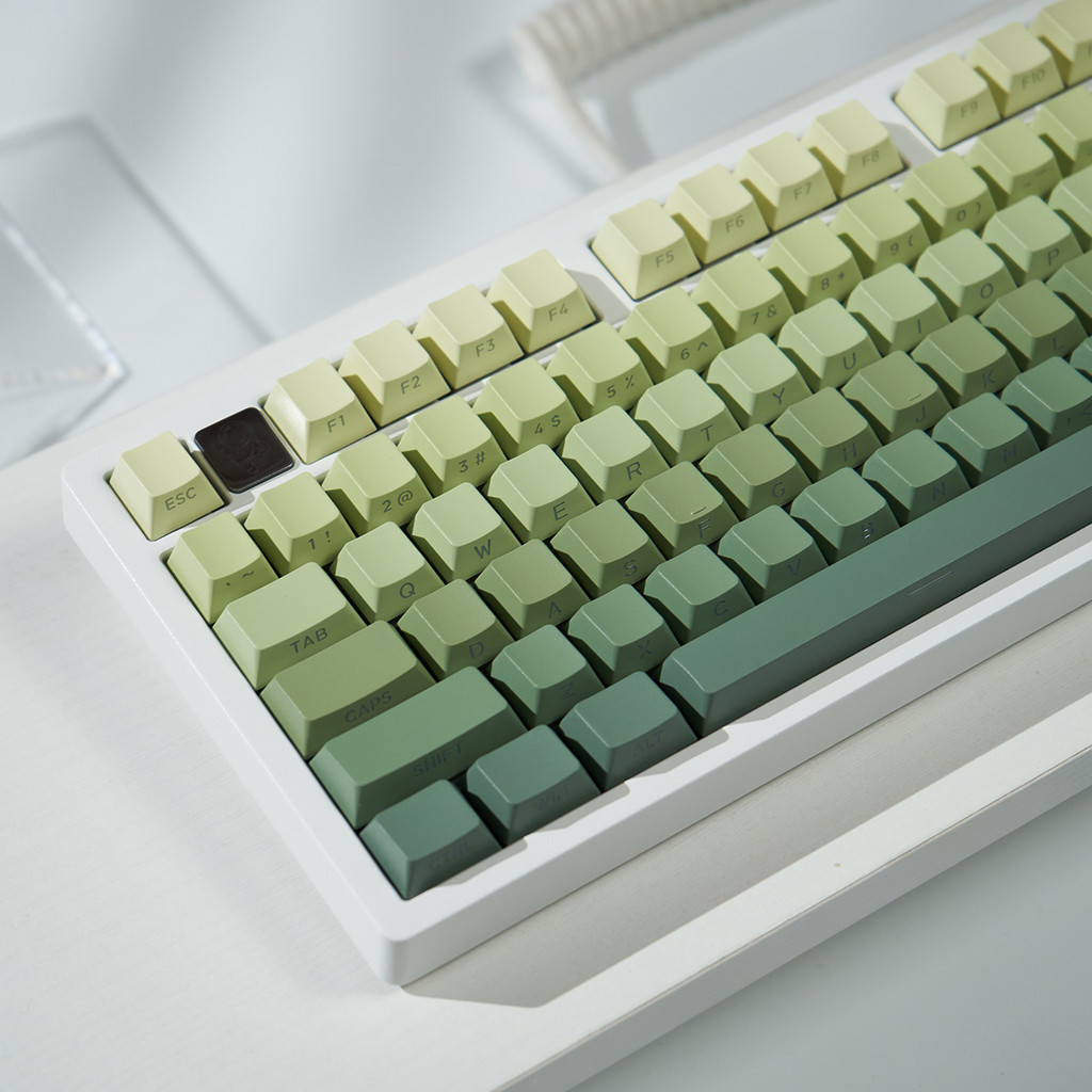 133 Keys Gradient Matcha Green keycaps Side print Light Through Double ...
