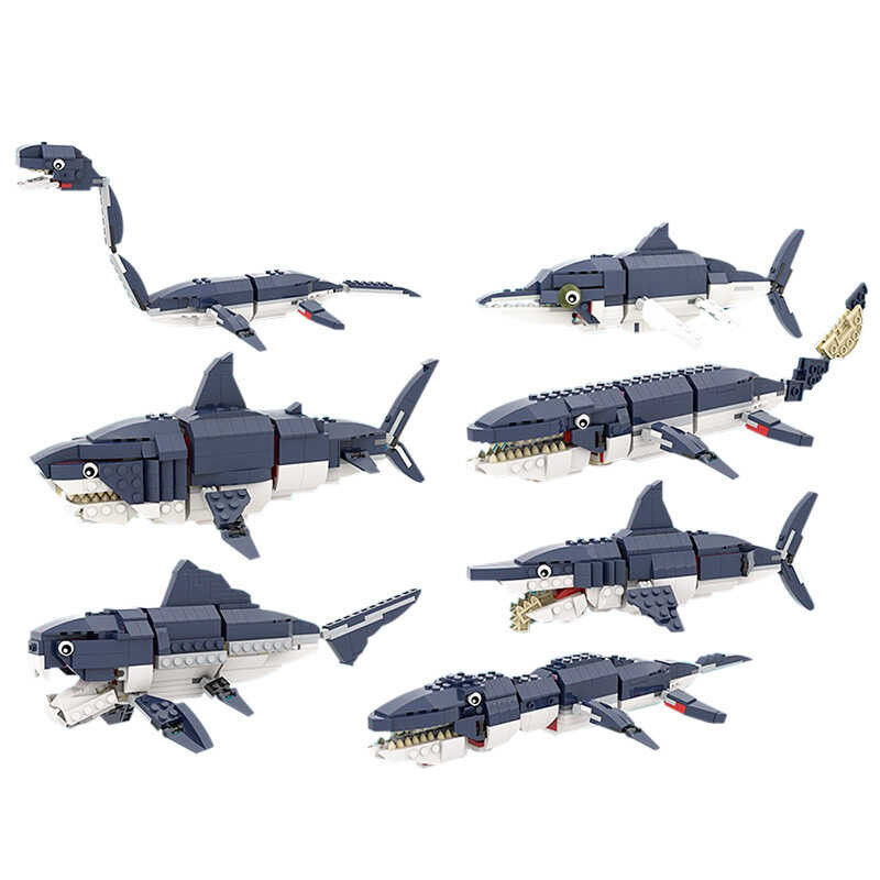 Prehistoric Sea MOC Creatures Gear Shark Deep Sea Building Blocks ...