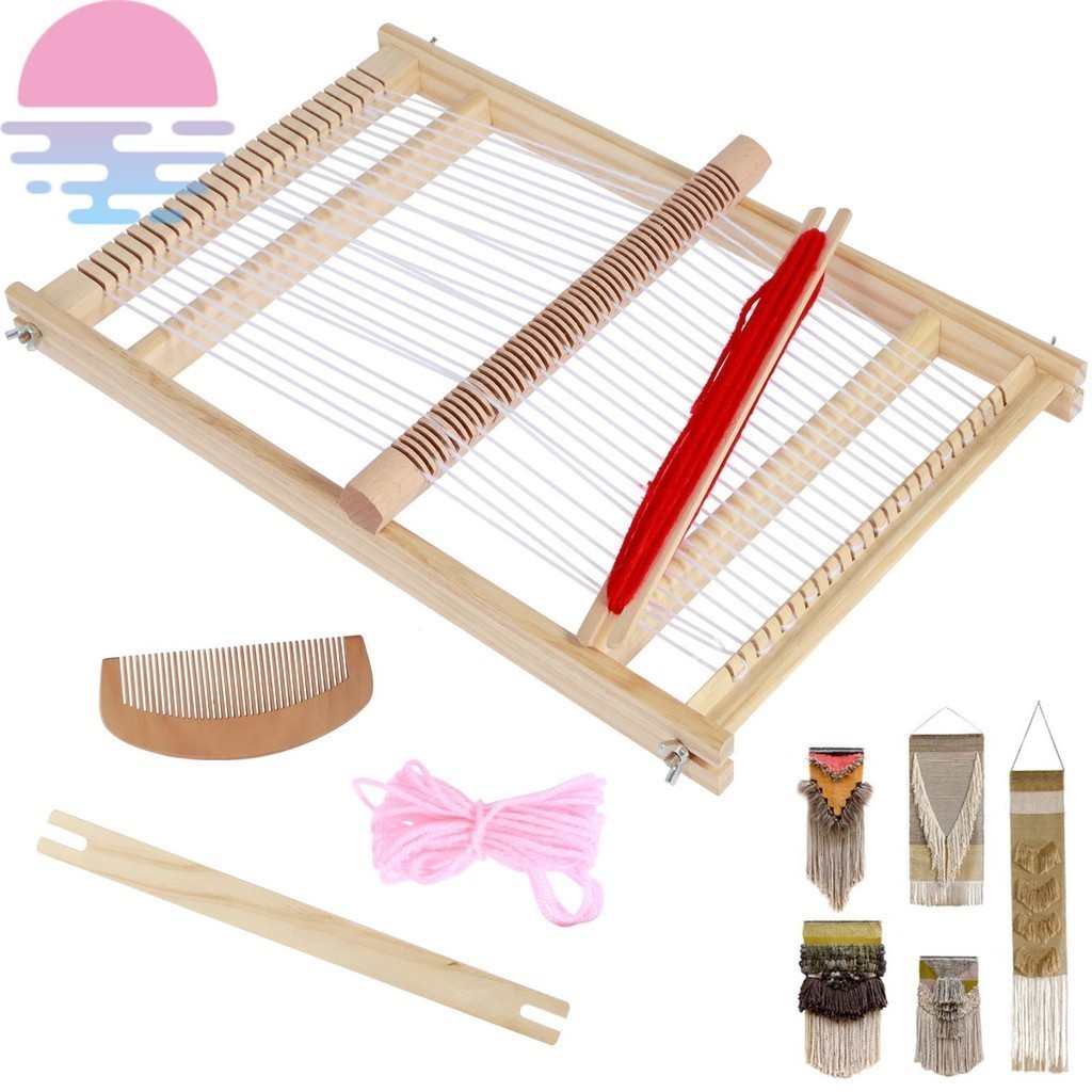 " Weaving Loom Kit Complete Wooden Weaving Frame Set with 3 Colors ...