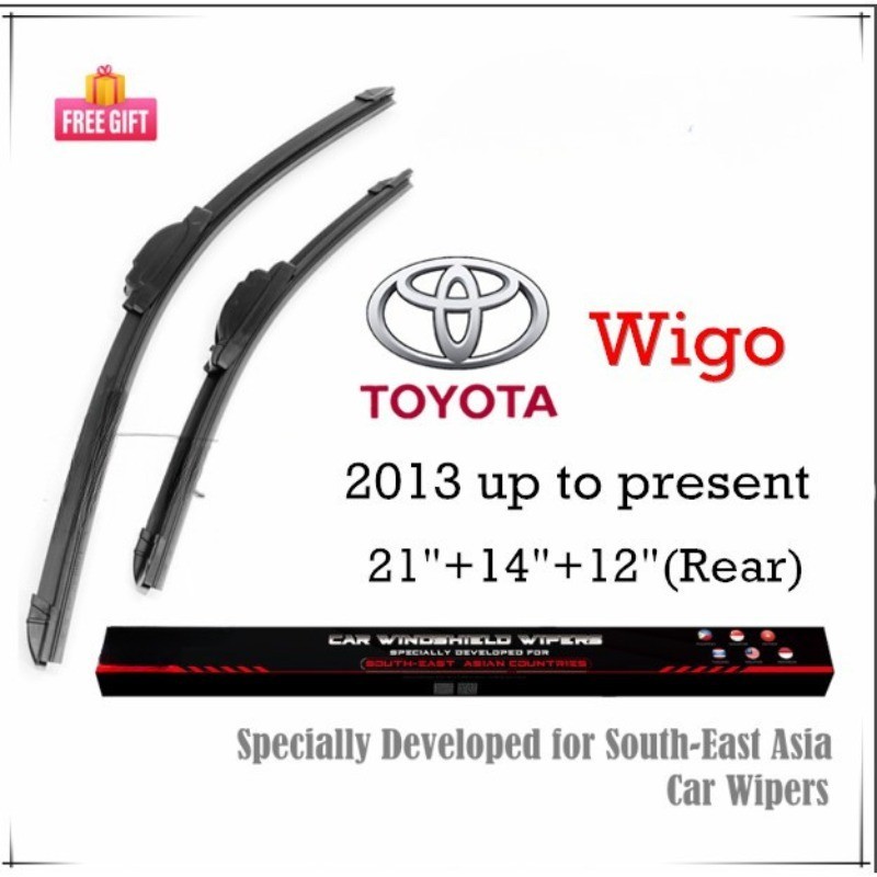 RIO Toyota Wigo Wiper Blade Set (Front/Rear) for All Year Model Vigo ...