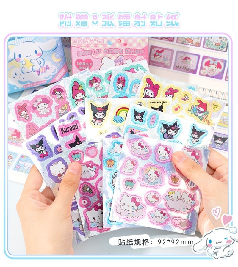 Sanrio Kawai Sticker Kuromi Laser Stickers Box Kuromi and Hello Kitty ...