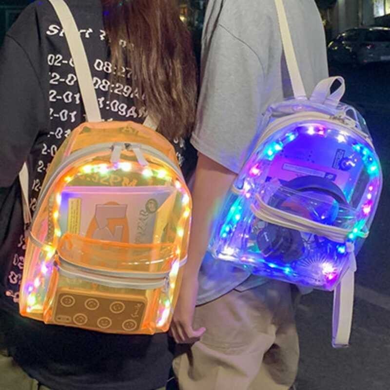 Schoolbag LED Lights Mais Na PVC Transparent Backpack Para Sa Cool ...