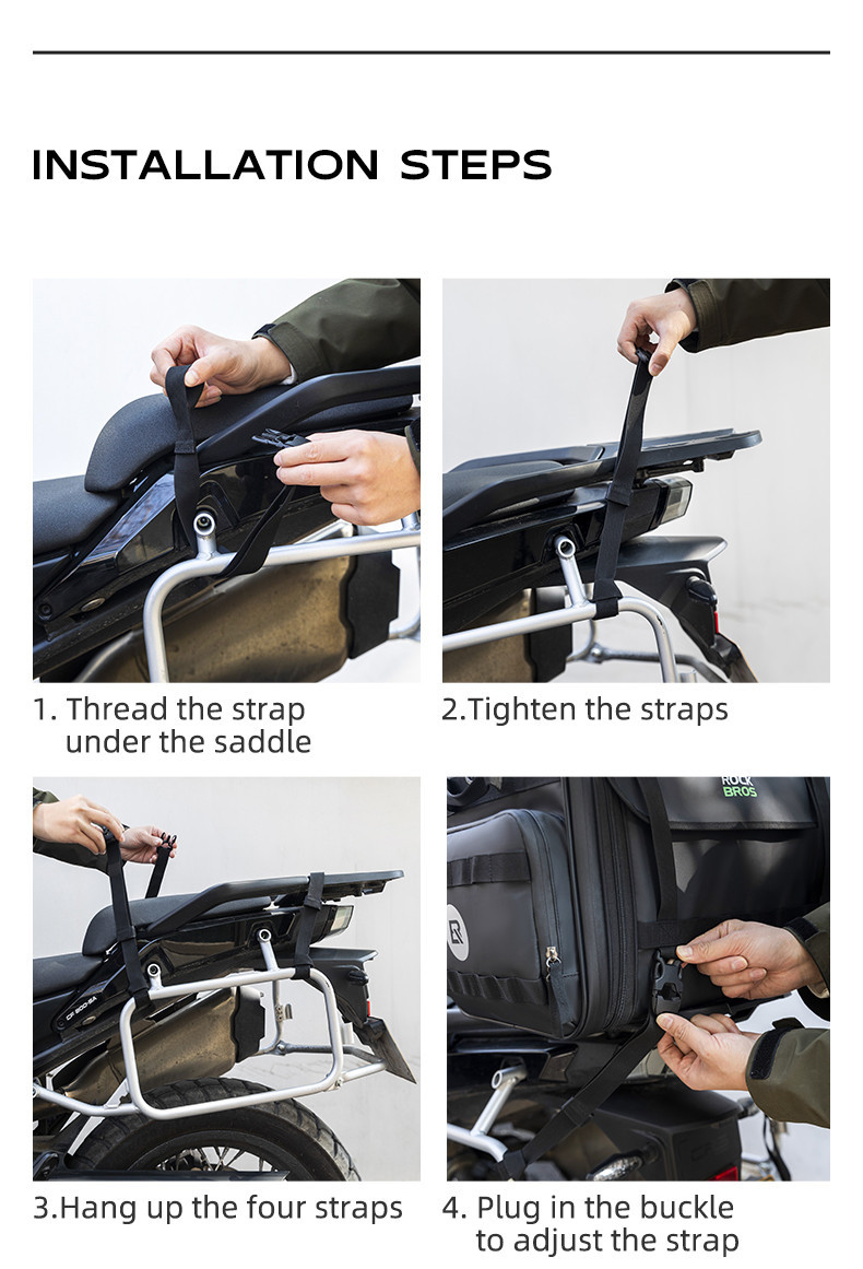 ROCKBROS Rear Seat Motor Bag Universal Portable Big Capacity Riding Bag ...