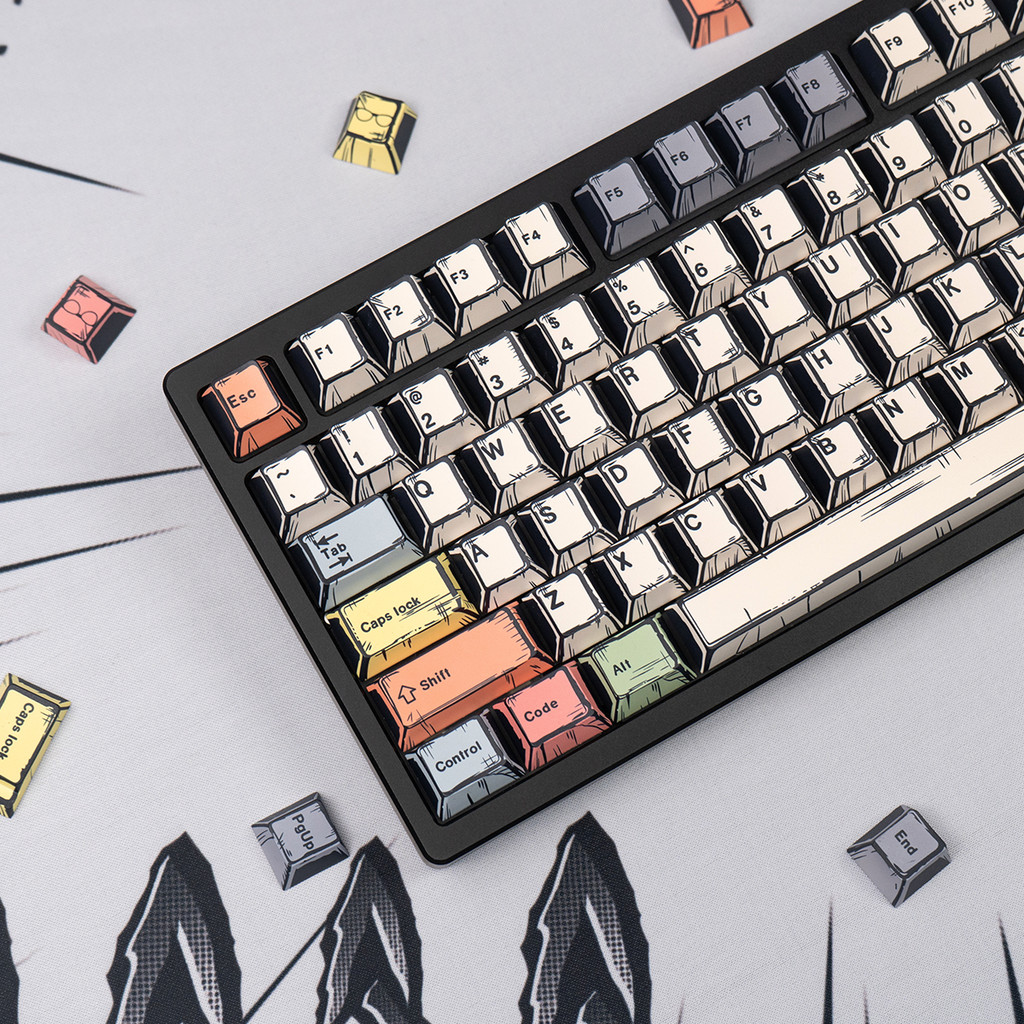 Comic Style Anime Canvas Keycaps PBT Cherry profile or MX Switches ...