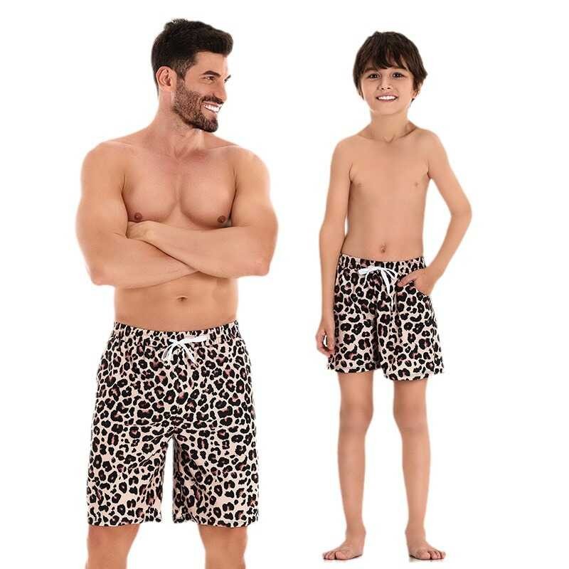 Parent-child swimwear, men's 2024 leopard print shorts, family wear ...