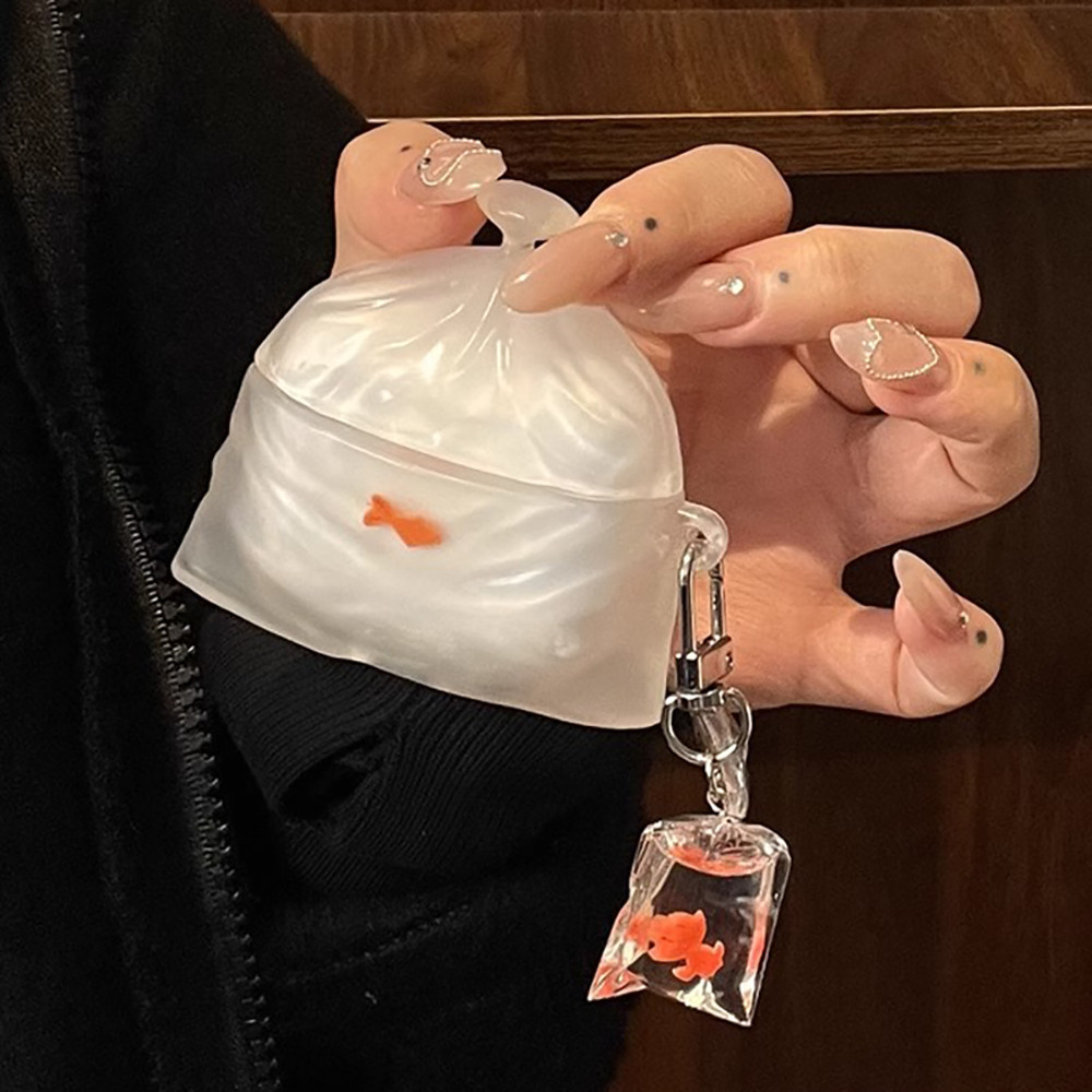 Cute 3D Goldfish Transparent Bag Earphone Case with Pendant for Airpods ...