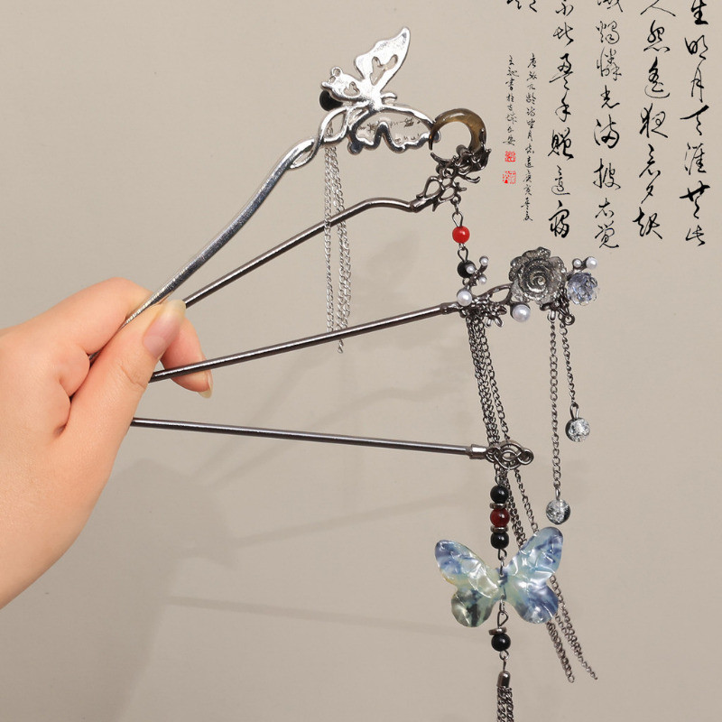 Chinese Style Retro Tassel Pendant Hair Stick - Women Girls Bun ...