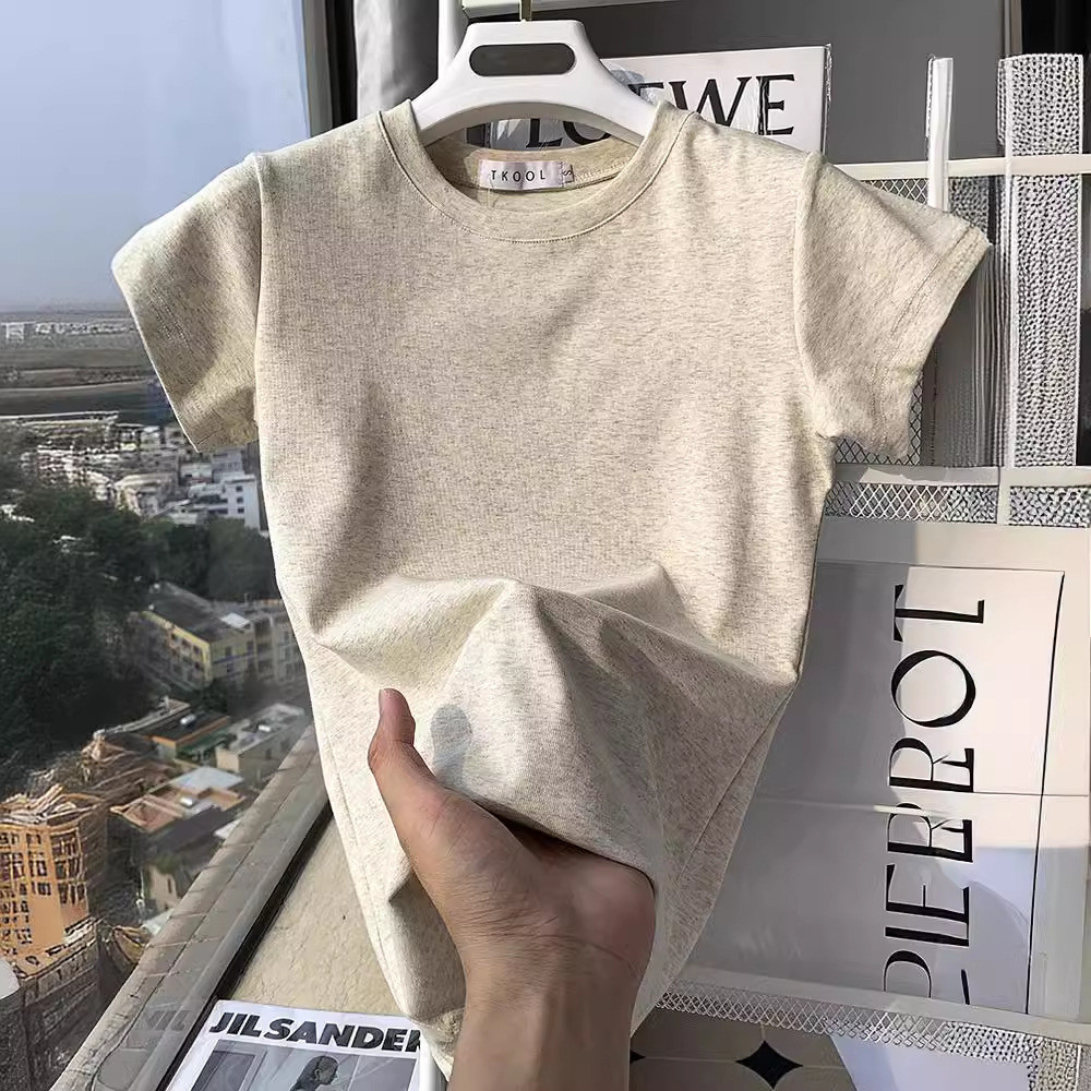 35 Basic Shoulder Cotton Long Short Sleeved T-Shirt For Women's Summer ...