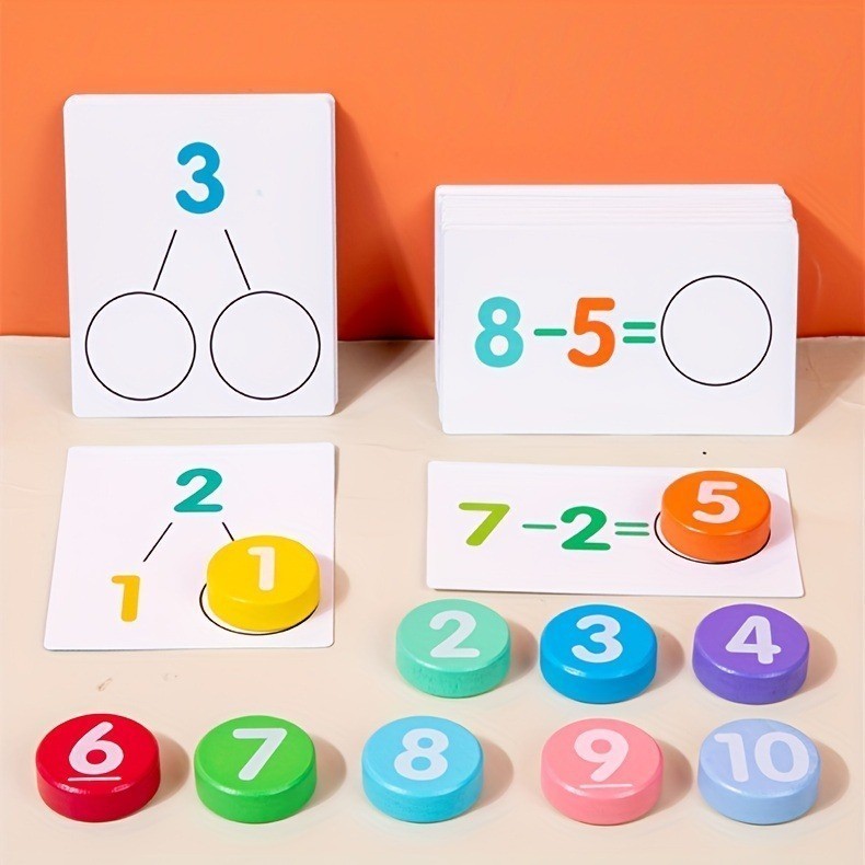 Wooden Math Counting Board Matching Addition Subtraction Operation ...