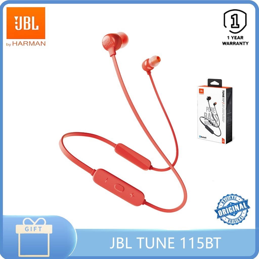 JBL TUNE 115BT Wireless Bluetooth Headset (Red) Microphone Wire ...
