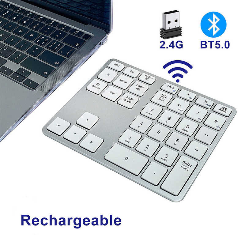 Wireless JOMAA 2.4G Bluetooth Number Pad Rechargeable Numeric Keypad 35 ...