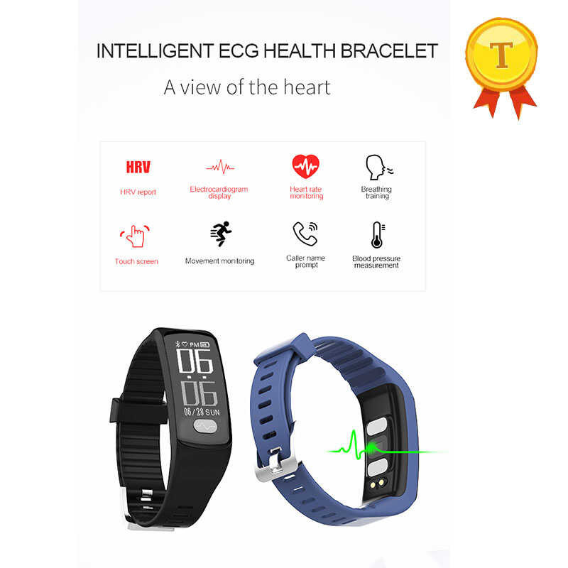 Touch Brighess Big Screen Ecg Ppg Band Heart Rate Monitor Blood ...