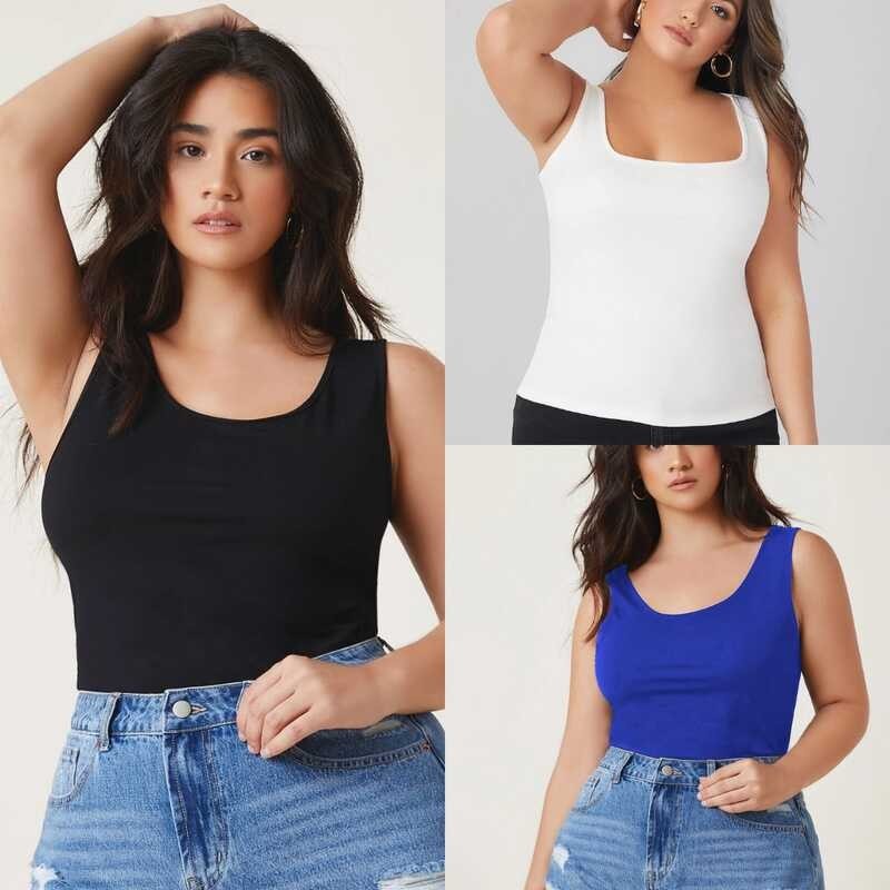 Sasa Arya Double Lining (Plus Size) Front and Back Seamless Square Tank ...