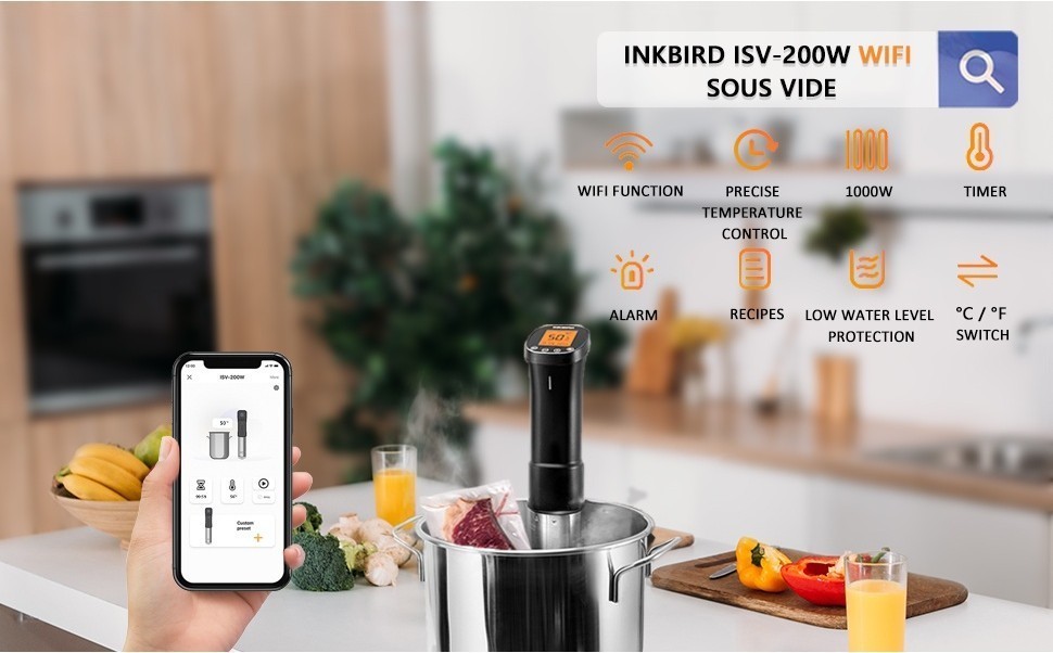 INKBIRD ISV-200W WiFi Sous Vide Slow Cooker Machine Electric Cooker ...