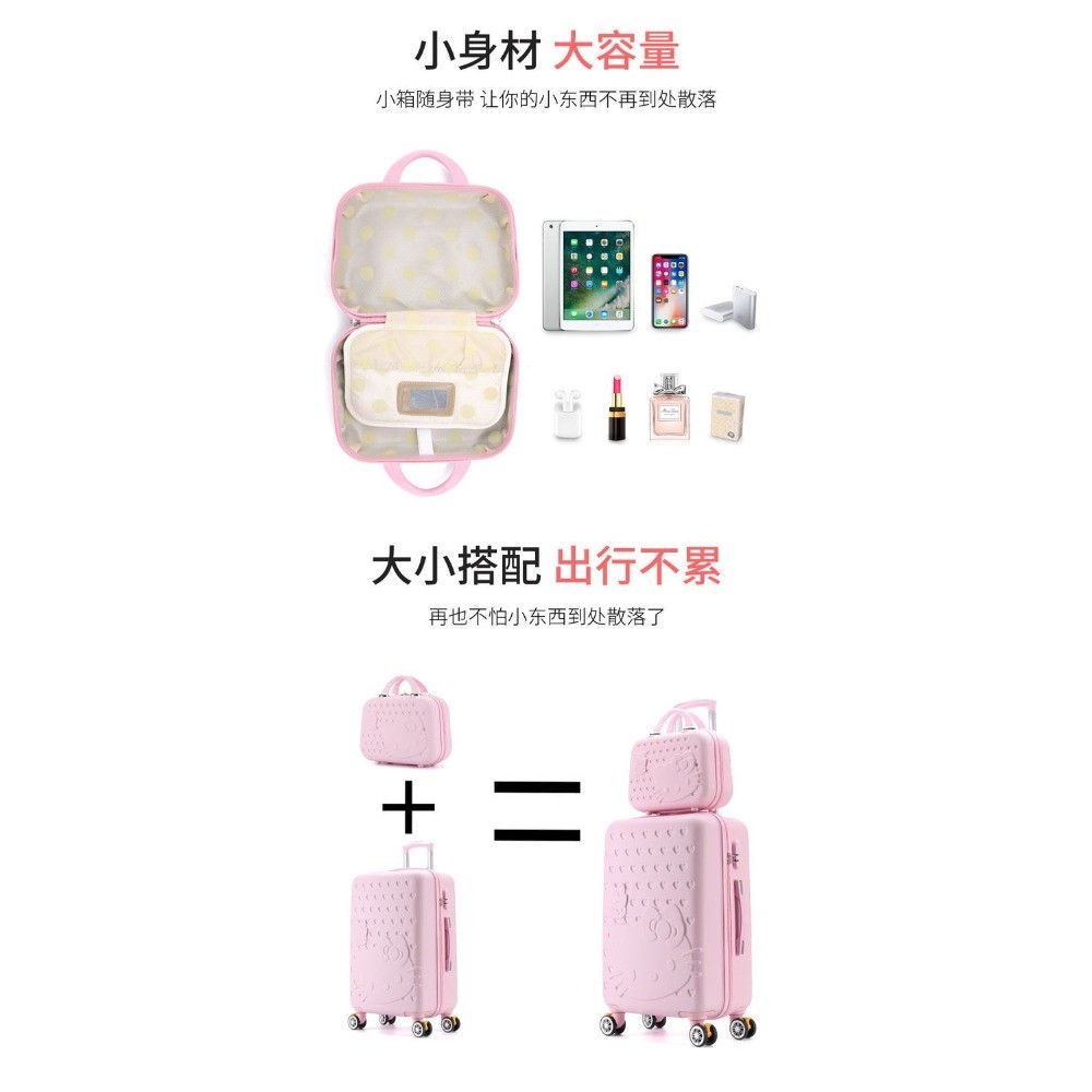 Pink Hello Kitty Suitcase 20 Inch 24 Inch Large Capacity Trolley Travel ...