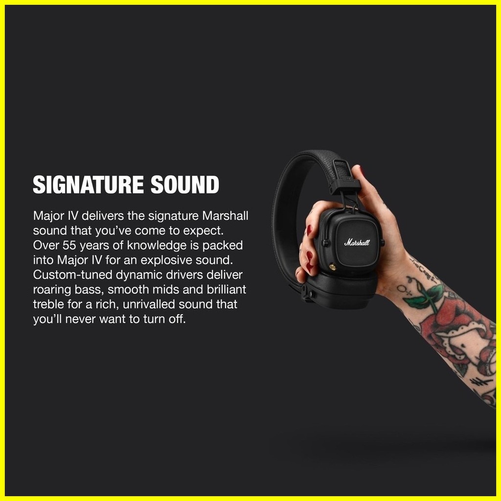 Marshall Major 4 Wireless Bluetooth on Ear Headphones with Mic Headset ...