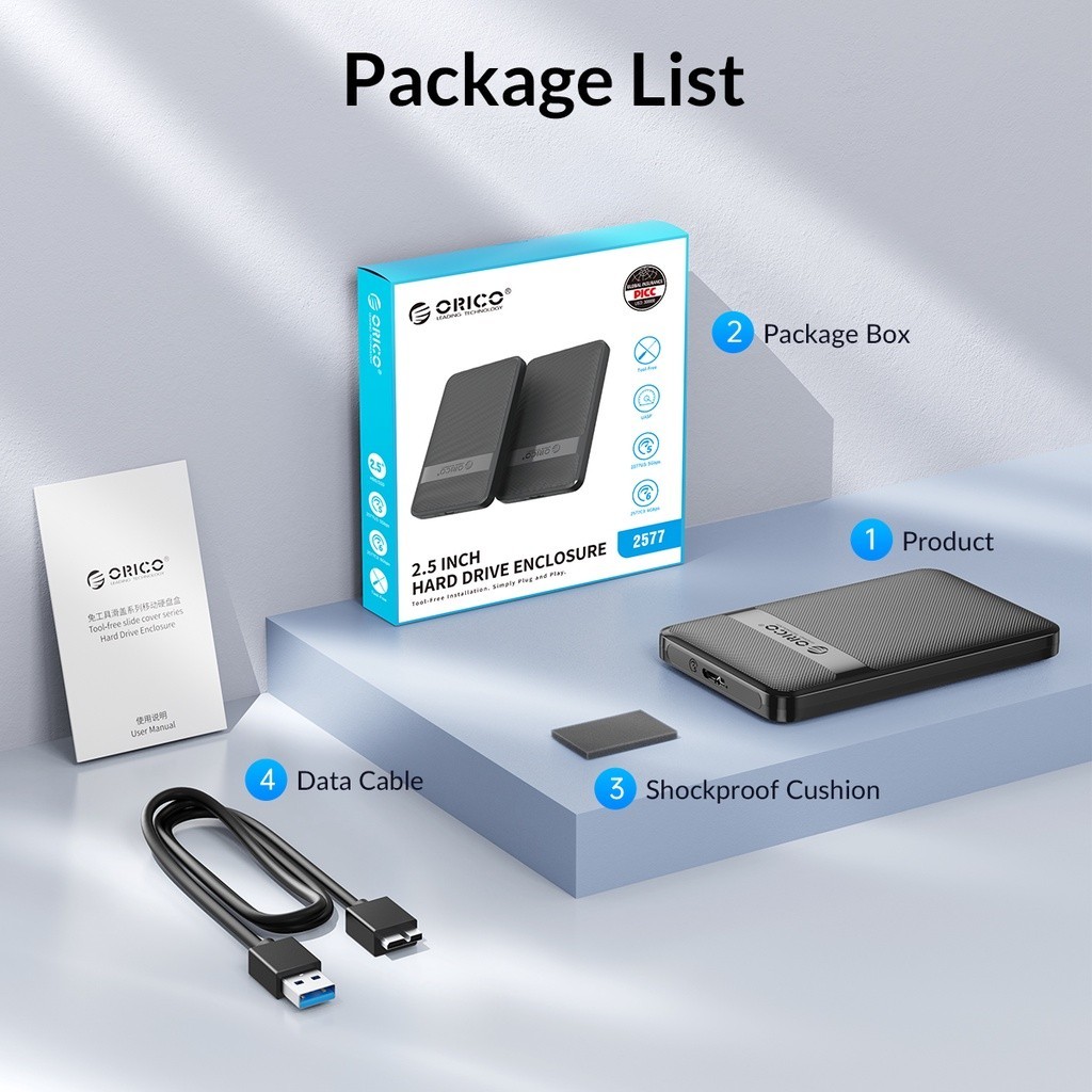 ORICO HDD Case 2.5 inch SATA to USB3.0 Type-C HDD Enclosure 6Gbps Max ...