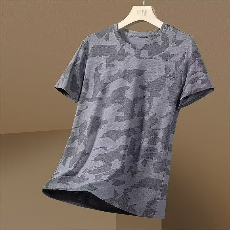 M-5XL Men's Summer Ice Silk Dri-fit Shirt Quick-Dry Camouflage Sports ...