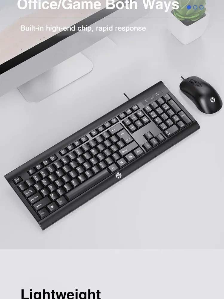 HP KM100 Keyboard and Mouse set USB wired 104key membrane waterproof ...
