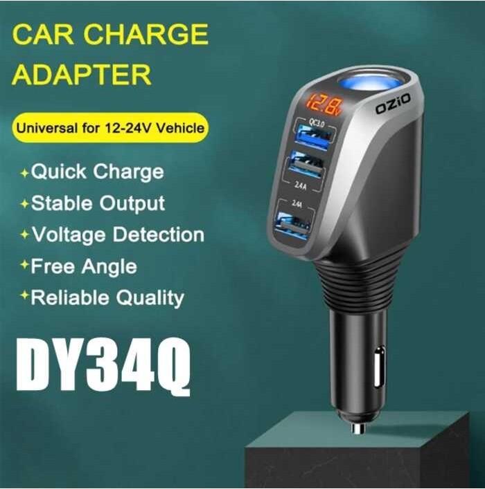 OZiO 90W Car Charger 12-24V USB Mobile Phone Charging QC3.0 gamit ang ...