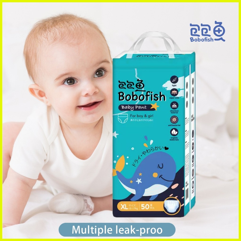¤ 50pcs ultra Bobo Fish BABY Pull-up Pants tape baby diaper All size ...