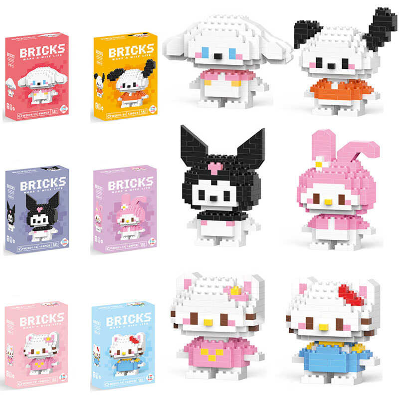 3 Sanrio Hello Kitty Anime Figure Building Blocks Aking Melody ...
