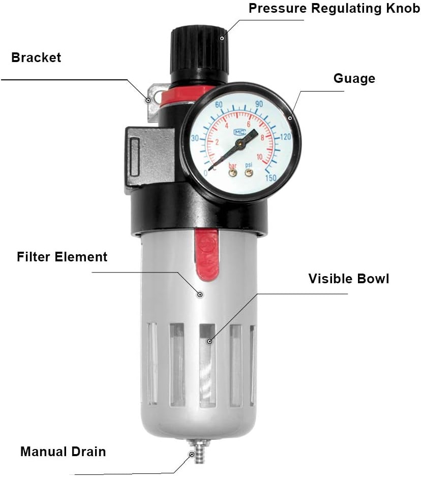 BFR4000 Air Compressor Filter Water Separator Tools Pressure Regulator ...