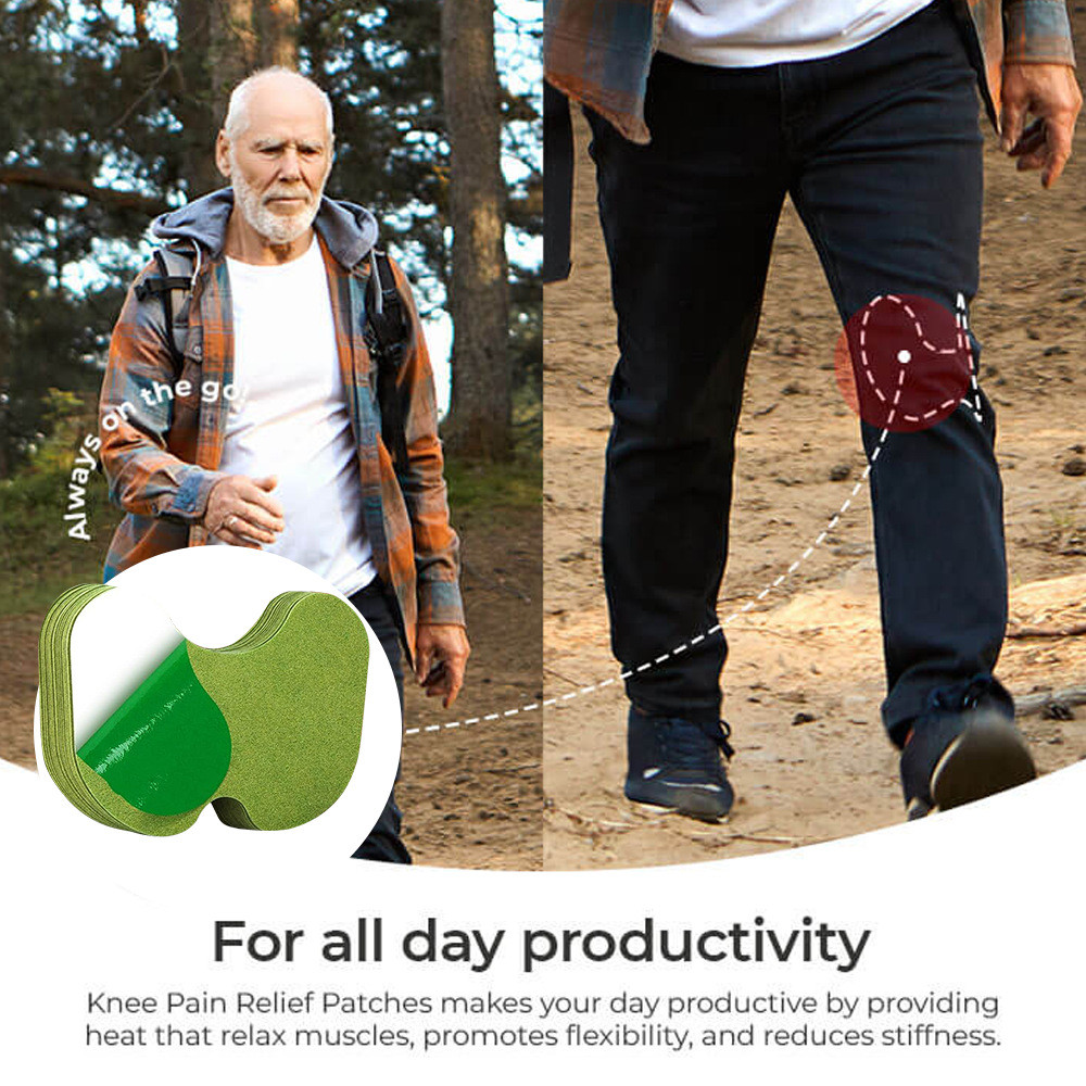 Painless Relief with Heat Therapy Knee Pads - Herbal Patches for Joint ...
