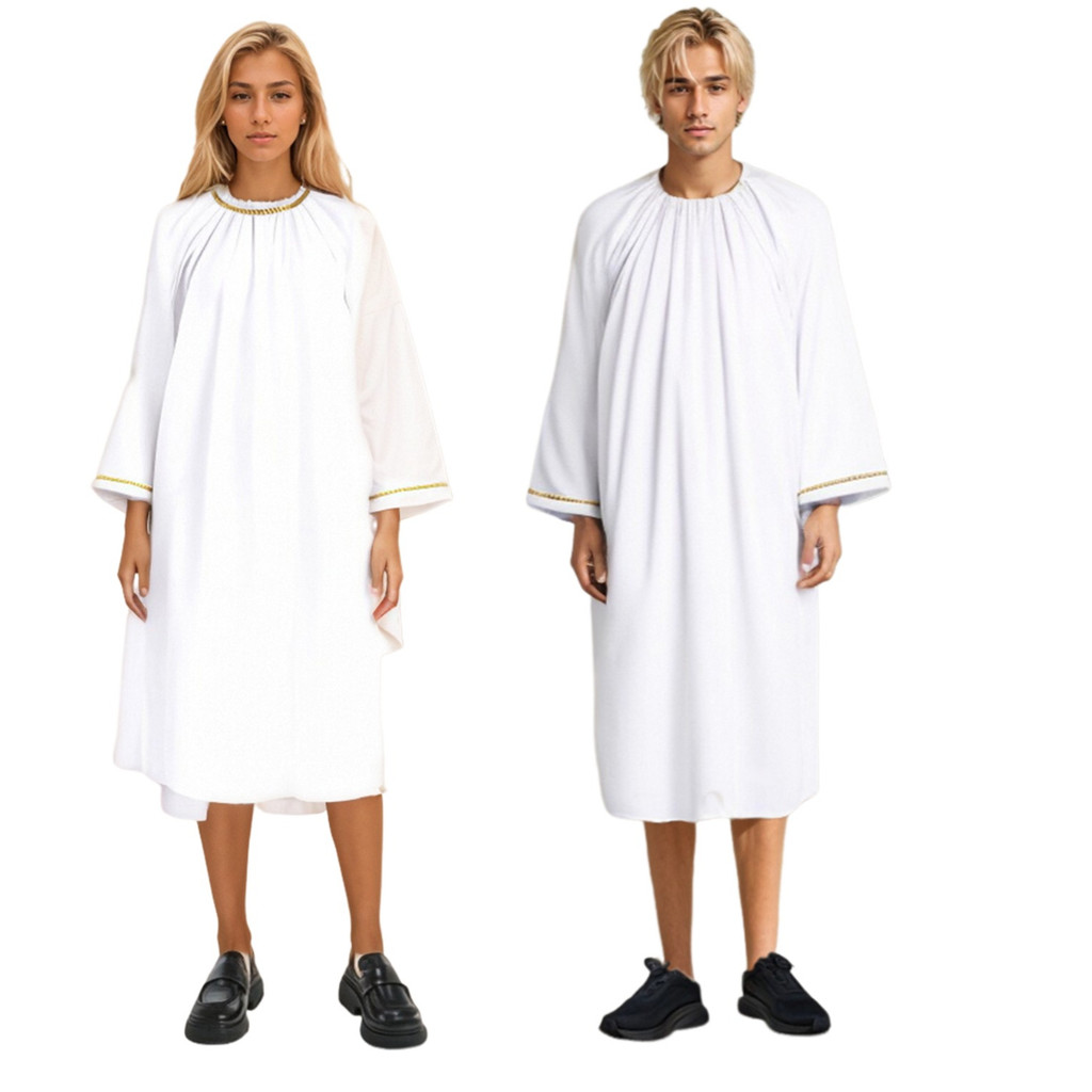 § Aziraphale Cosplay White Robe Angel Cos Sy Costume Disguise Long Gown ...