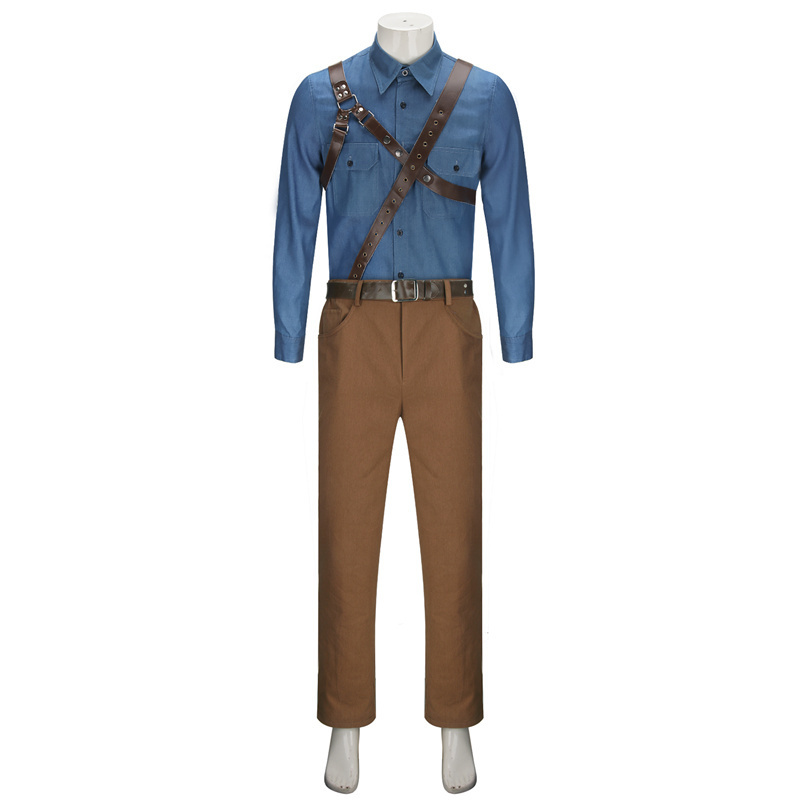 § Williams Halloween Cosplay Costume Ash Vs Evil Dead Scary Movie Blue ...