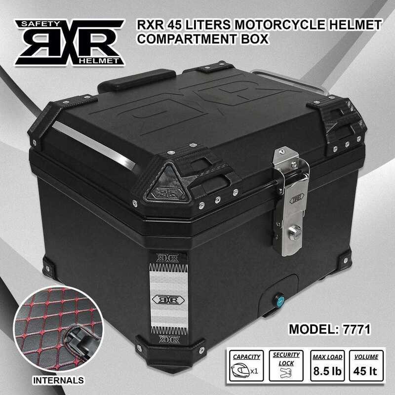 45L Liters RXR HARD PLASTIK TOP BOX Motorcycle Compartment Helmet Box ...