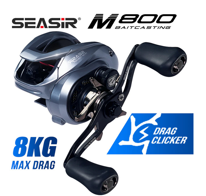 SEASIR M800 Baitcasting Fishing Reel Brass Gears 8KG Max Drag 7.1:1 ...