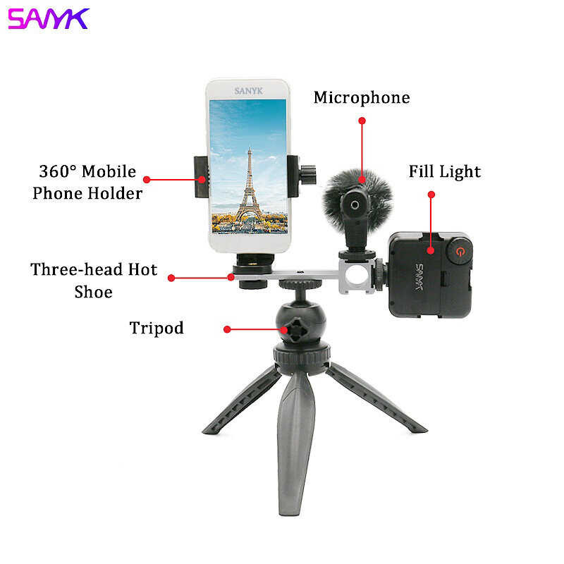 Phone SANYK Video Vlogger Kit Set With LED Fill Light Kits Tripod For ...