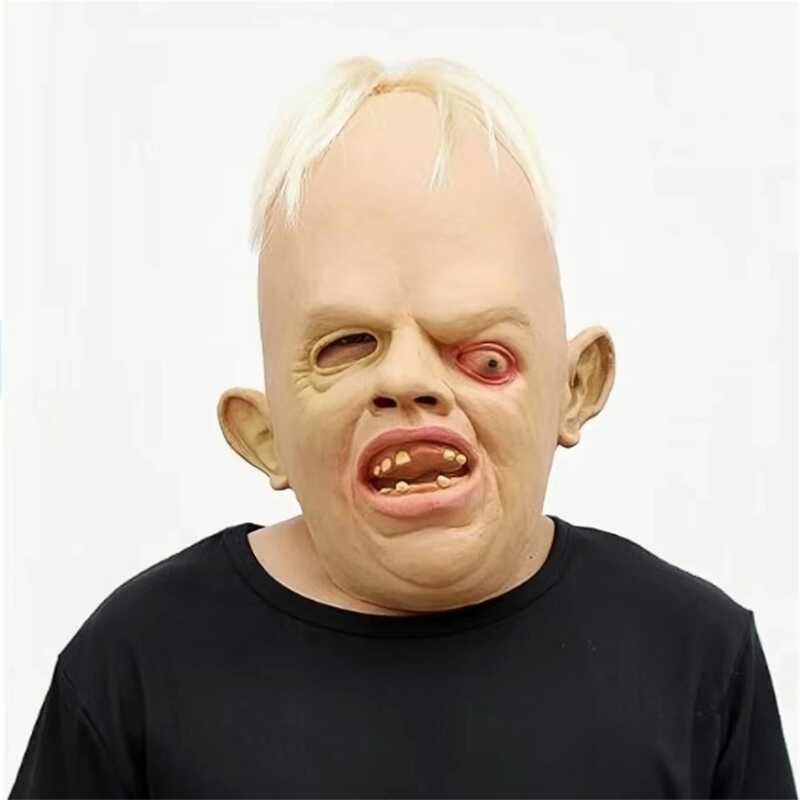 Halloween 9 Horror Demon Freak Human Mask Novelty Latex Head Cover Mas ...