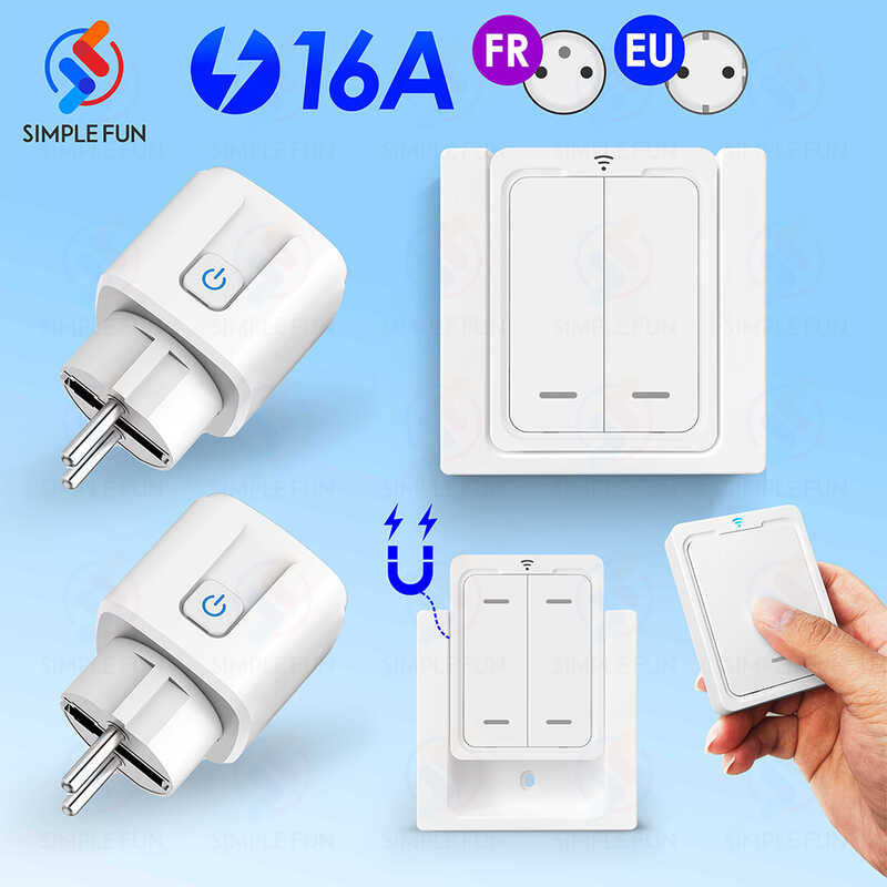 EU FR 220V Wireless Remote Control Socket 16A Rf433mhz Smart Plug ...