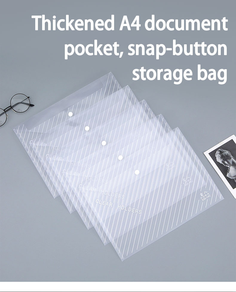 5PCS A4 Transparent Document Bag Waterproof Large Capacity File Bag Student Office Supplies ...