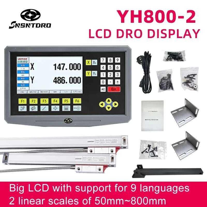 2 Yh800-2 Axis LCD DRO Digital Readout Display 9 Language Ac90-260V And 2 Pieces 0-800Mm Linear ...