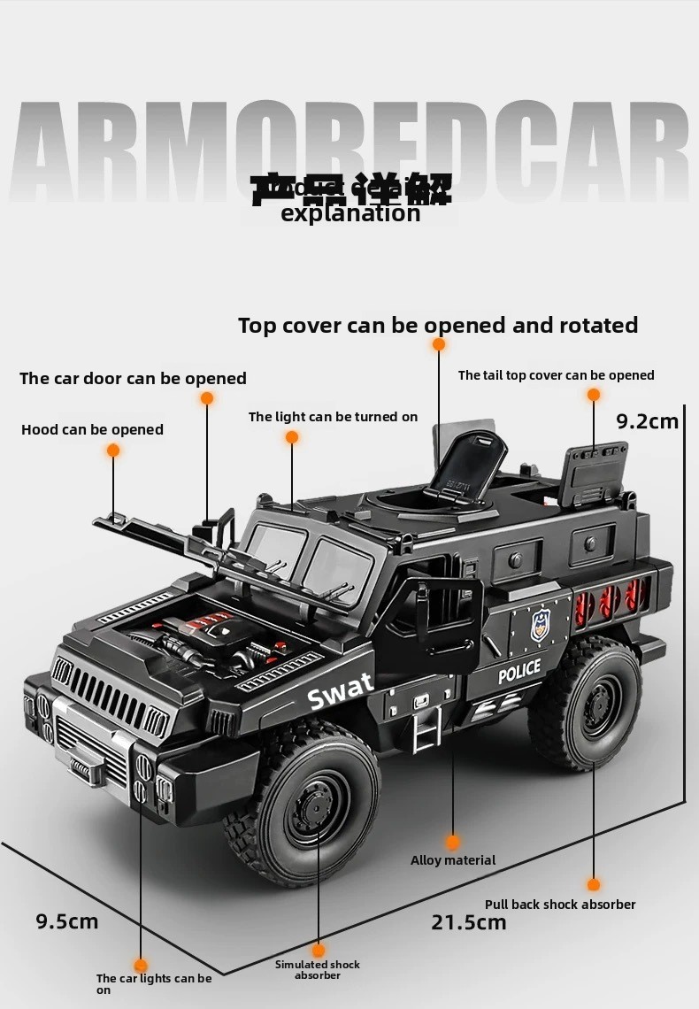 Car Cube Alloy Paramount Predator Police Car Model Pull Back Sound and ...