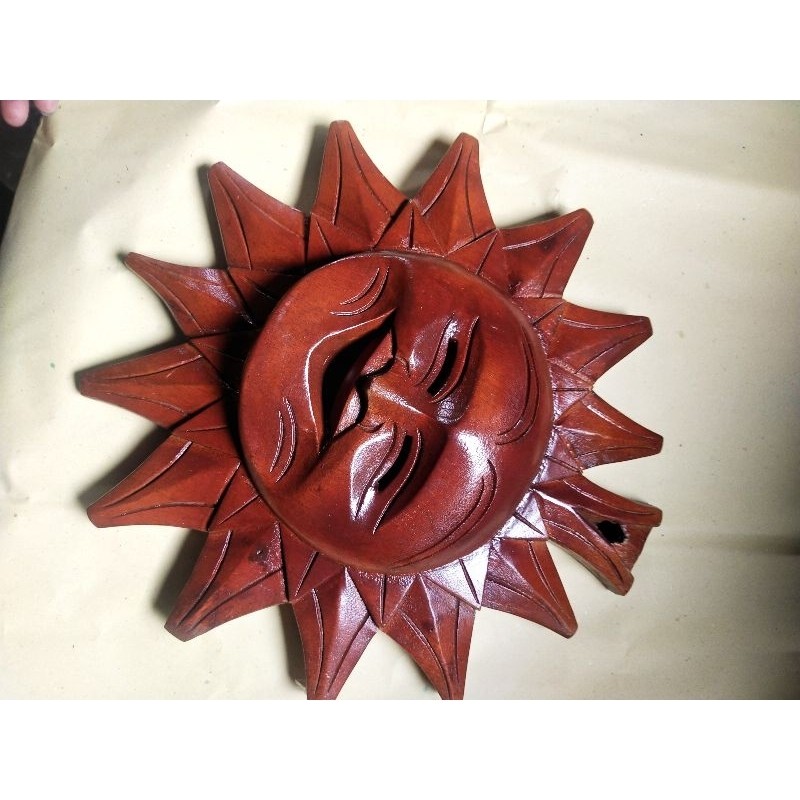 HAND CARVED SUN MASK WALL DACOR- HOME DECOR | Shopee Philippines