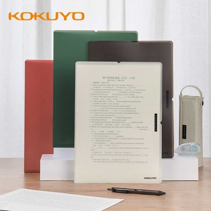 Kokuyo A4 One-Piece File Folder Transparent L-Shaped Both-Sides Large Opening Document Simple ...