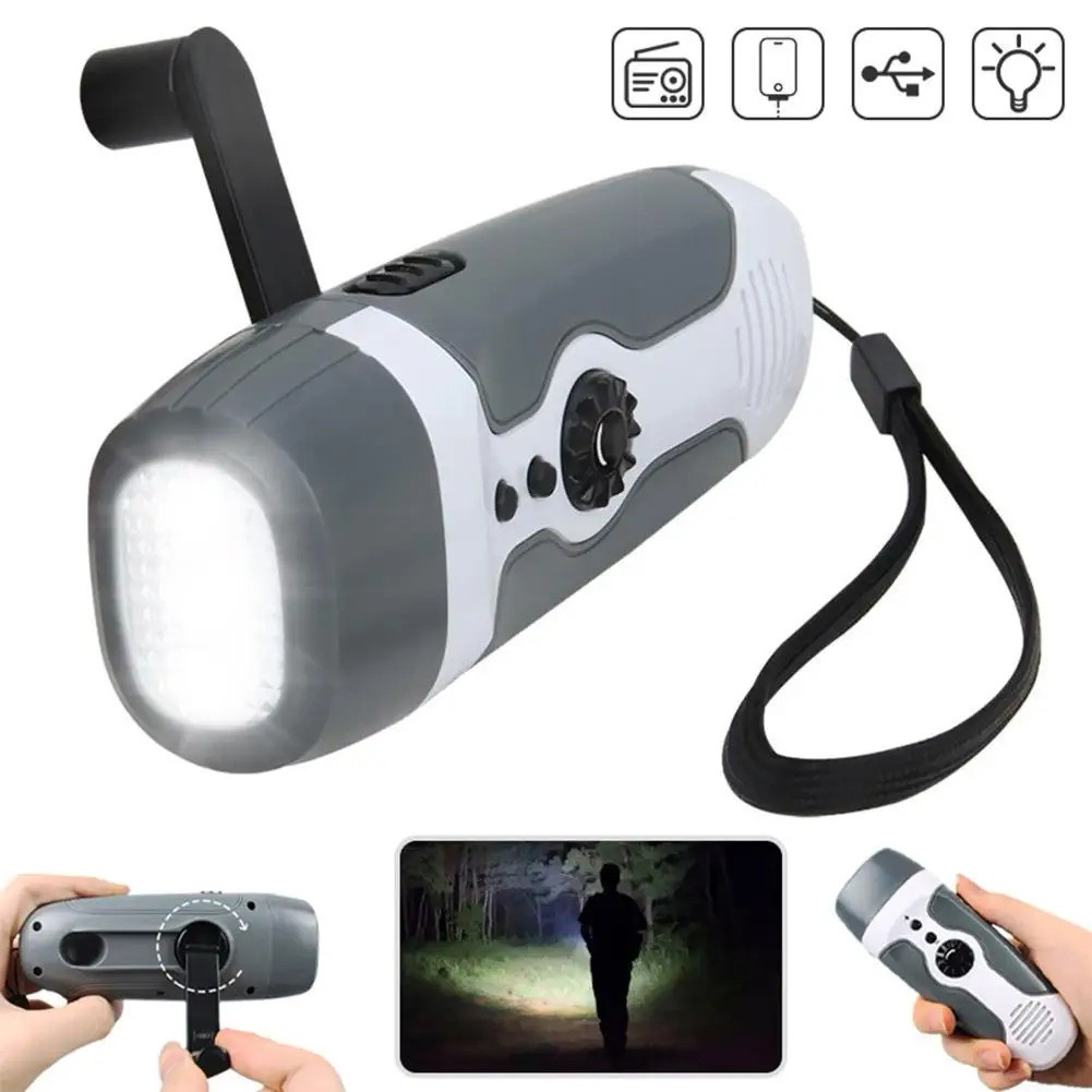 Outdoor 3 In1 Portable Emergency Flashlight Hand Crank Generator Hand ...
