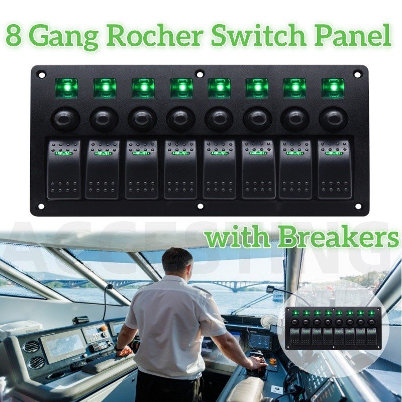 8 Gang Switch Panel 12V Boat Switch Panel 8 Gang with Overload ...